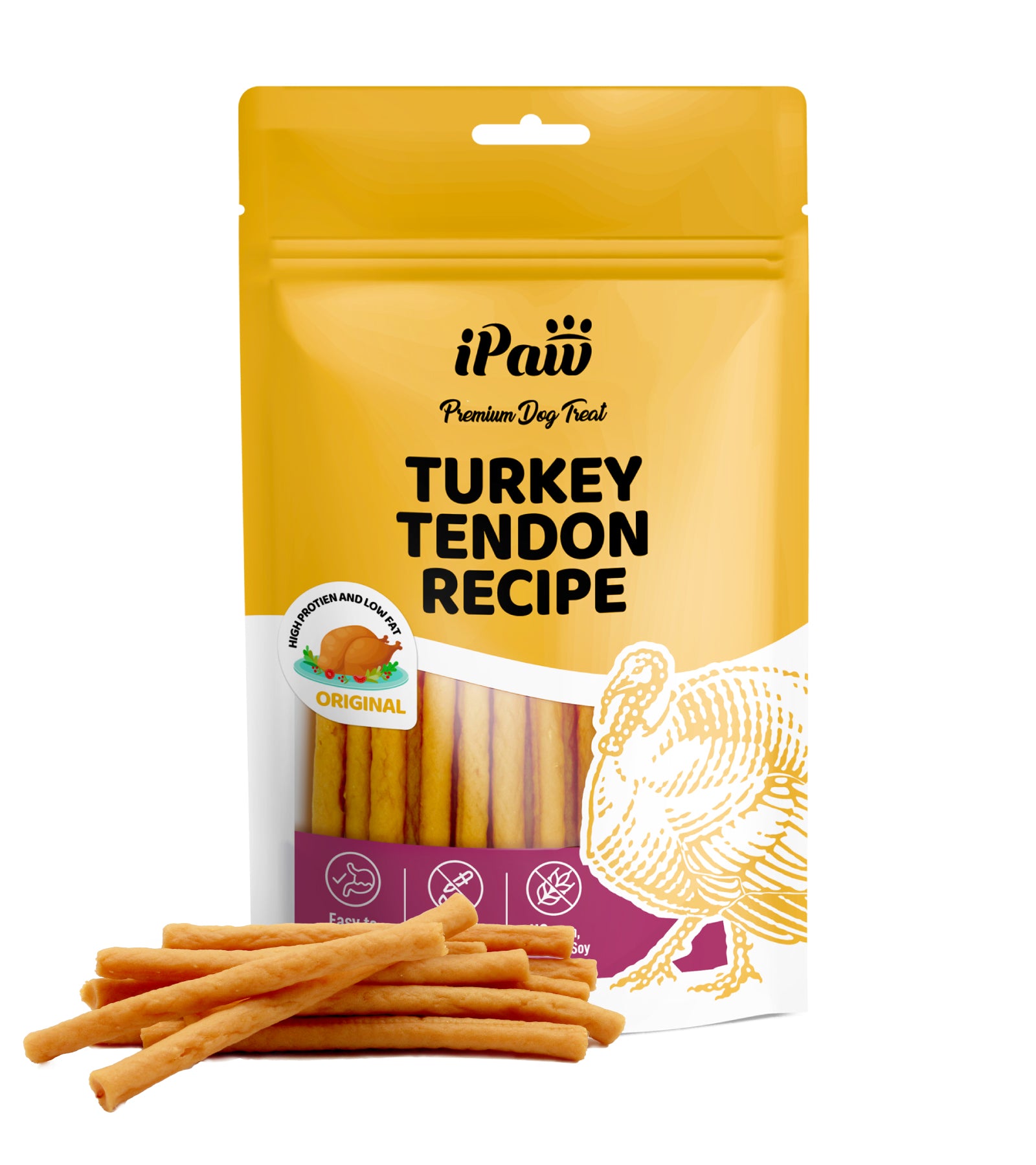 iPaw - Turkey Tendon for Dogs (Soft Strip) | PetDelux